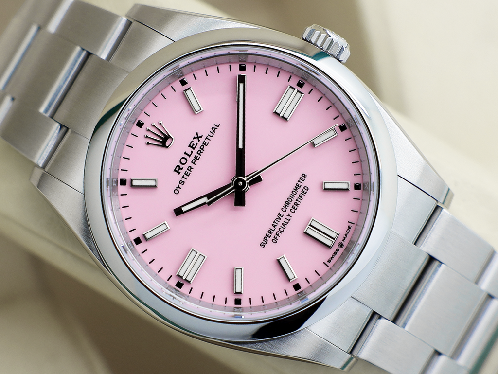 ROLEX OYSTER PERPETUAL 36mm 126000 STAINLESS STEEL CANDY PINK DIAL UNW ...